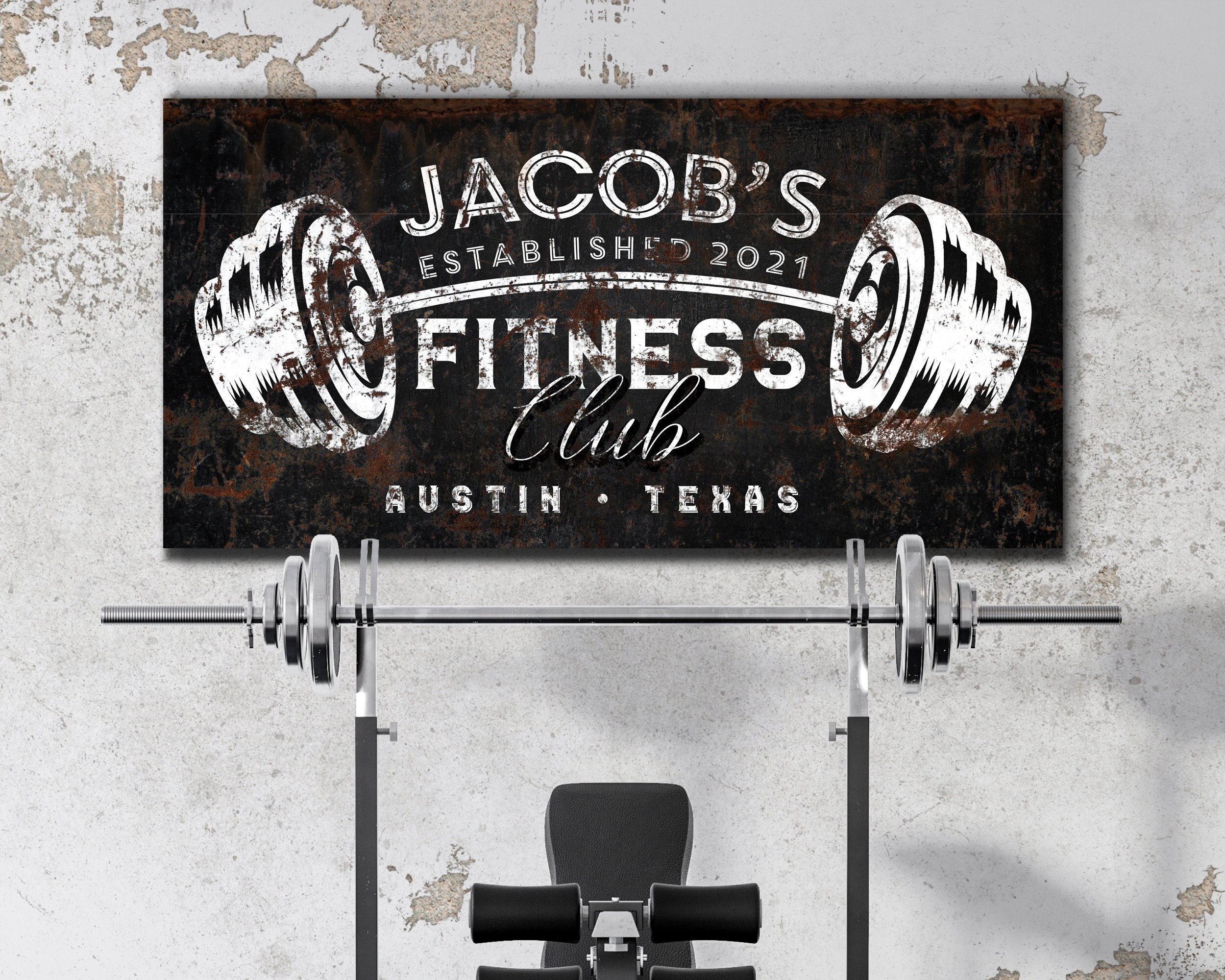 Custom Fitness Club Sign Fitness GYM Wall Art Established - Etsy