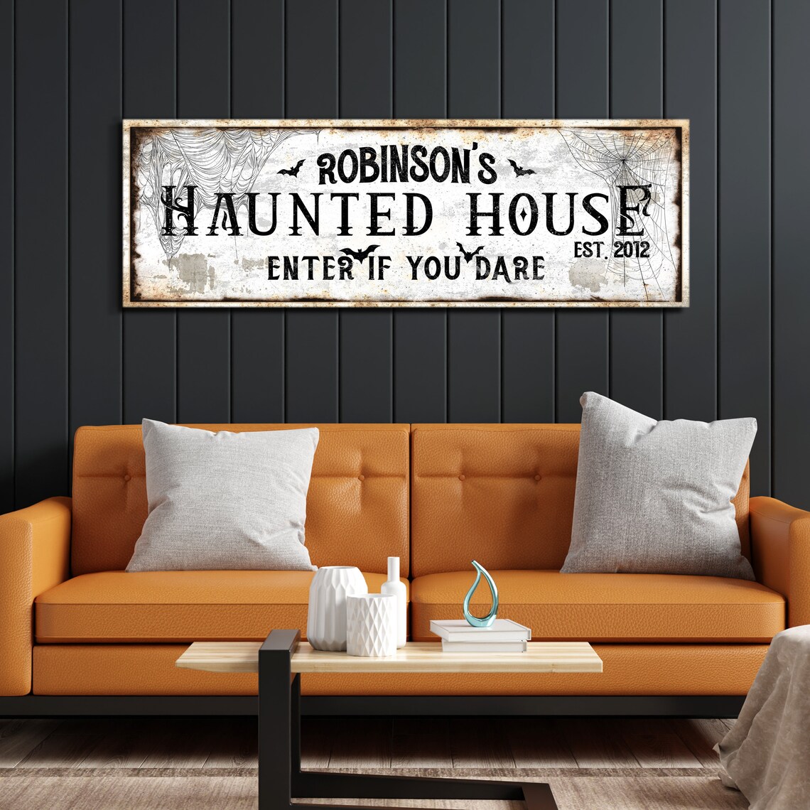 Scary Halloween Sign | Custom Haunted House Huge Canvas Wall Art ...