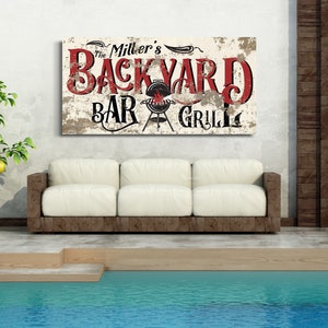 Custom Backyard Bar & Grill Sign, Outdoor Grill Sign, Backyard BBQ Sign ...