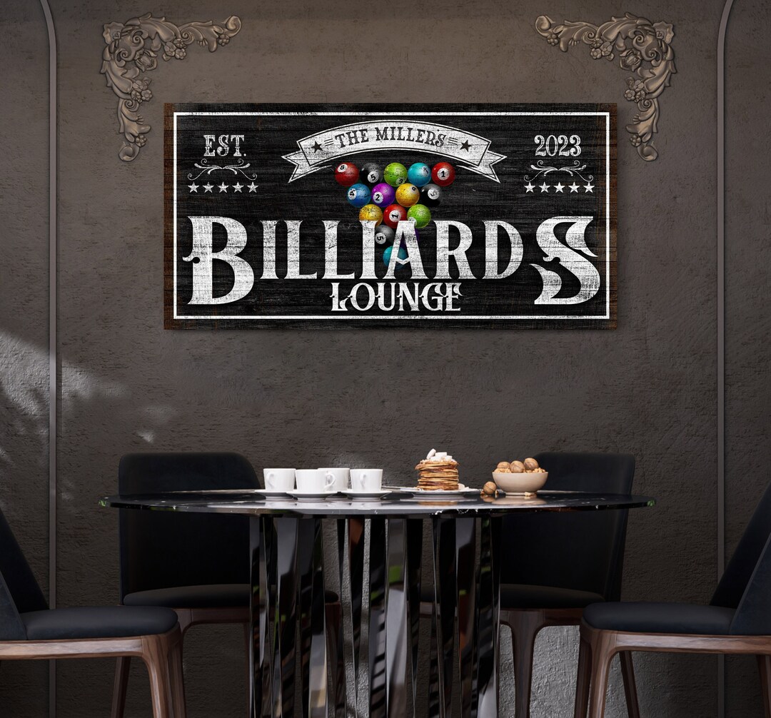 Personalized Billiards Lounge Sign, Custom Billiards Wall Hanging, Game ...