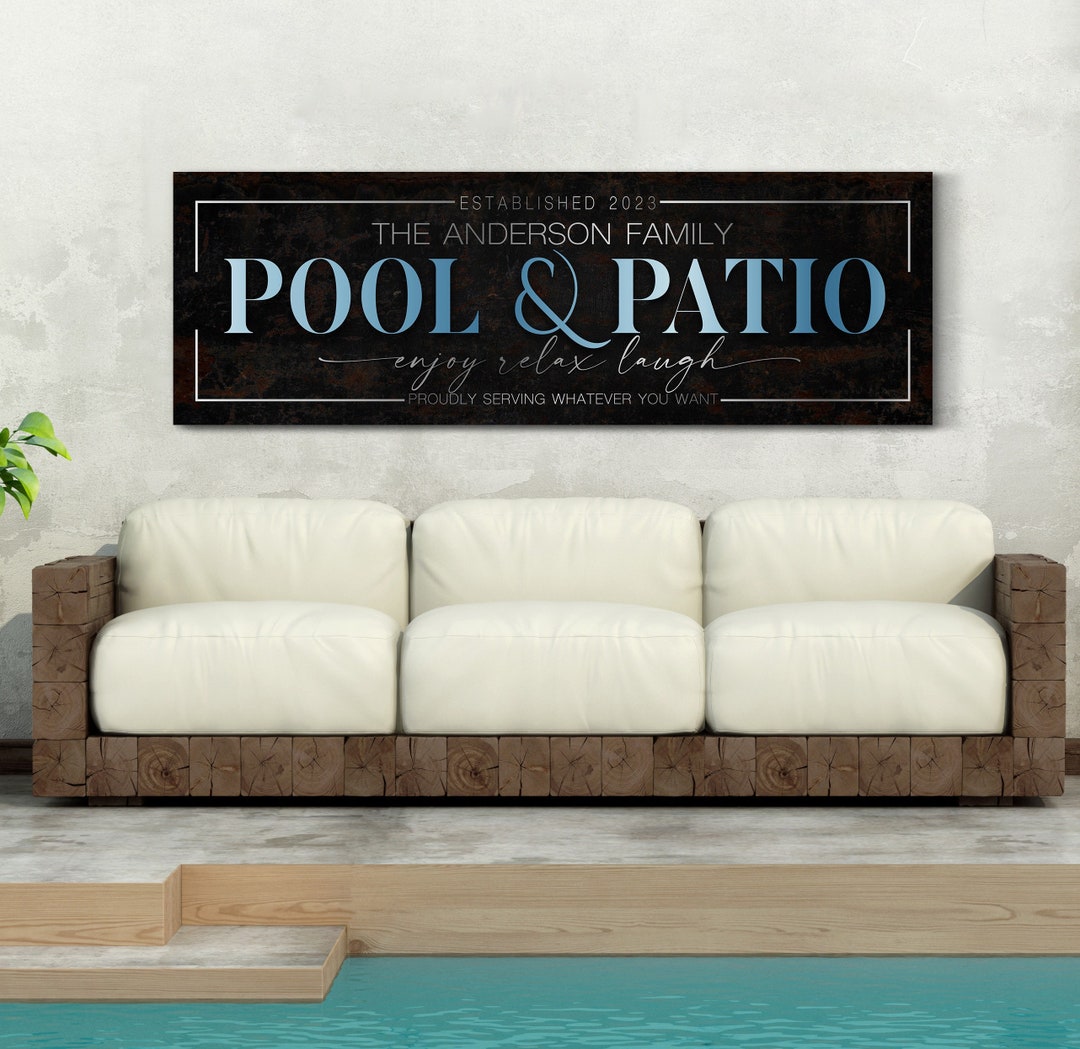 Personalized Pool & Patio Sign, Poolside Decor, Outdoor Swimming Pool ...