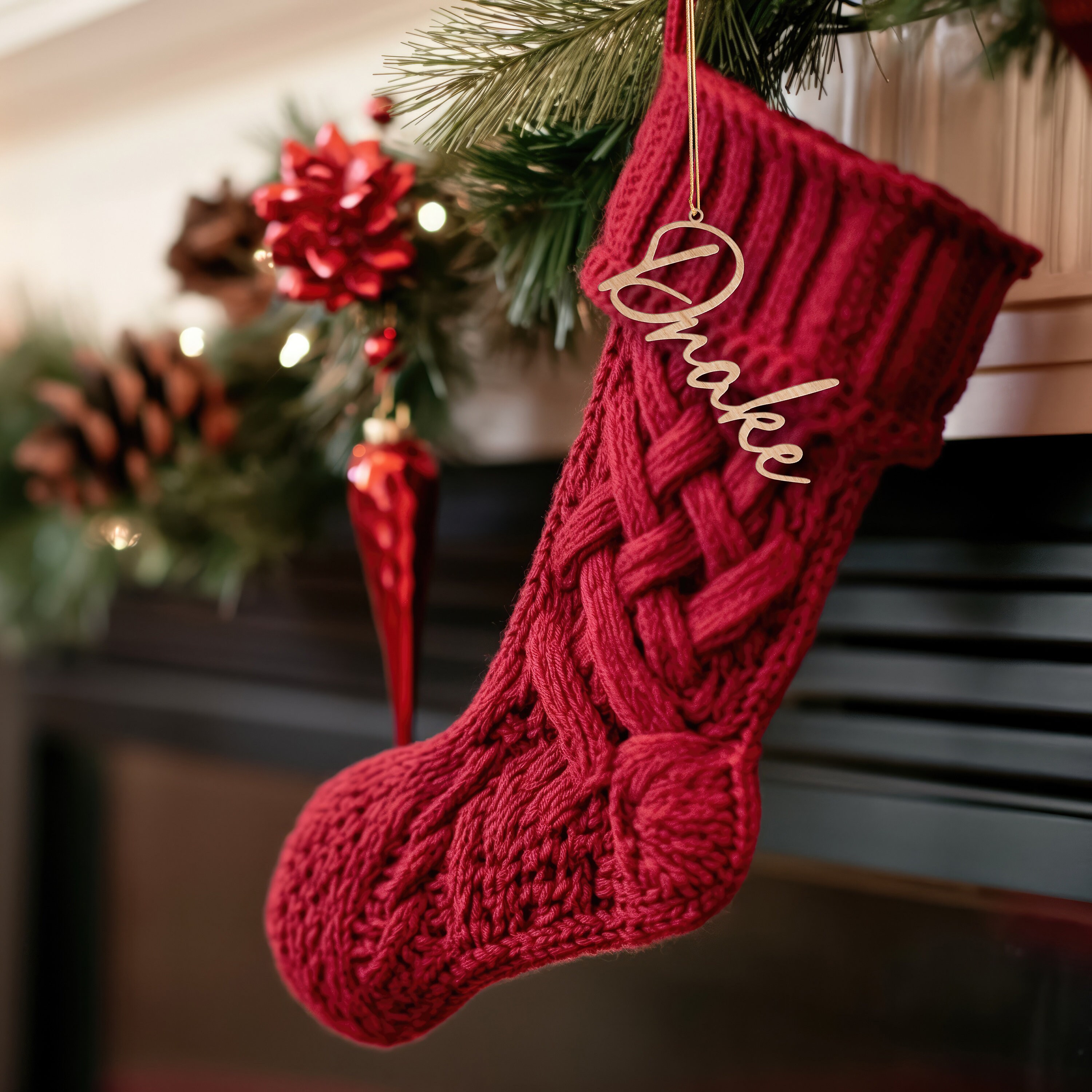 Personalized Christmas Stocking Tags, Wooden Stocking Tag, Christmas ...