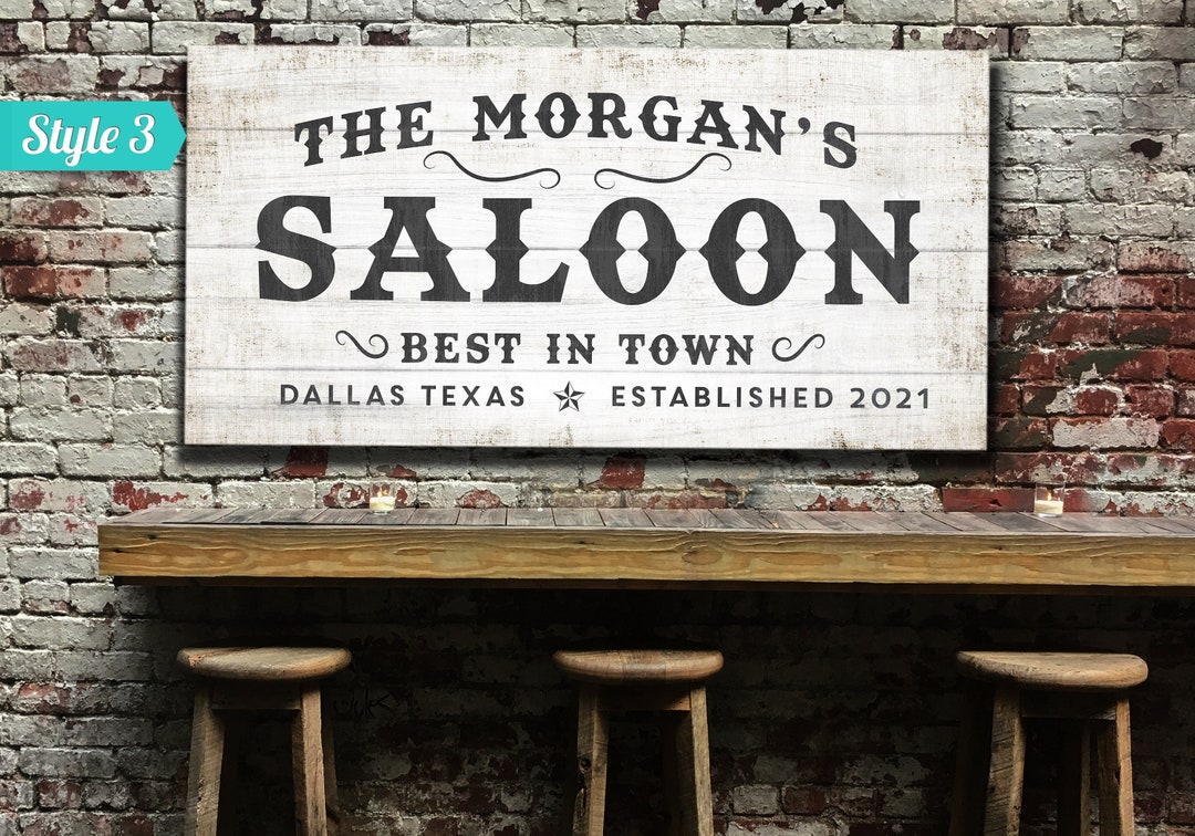 Family Name Saloon Sign | Modern Farmhouse Last Name Established Signs ...