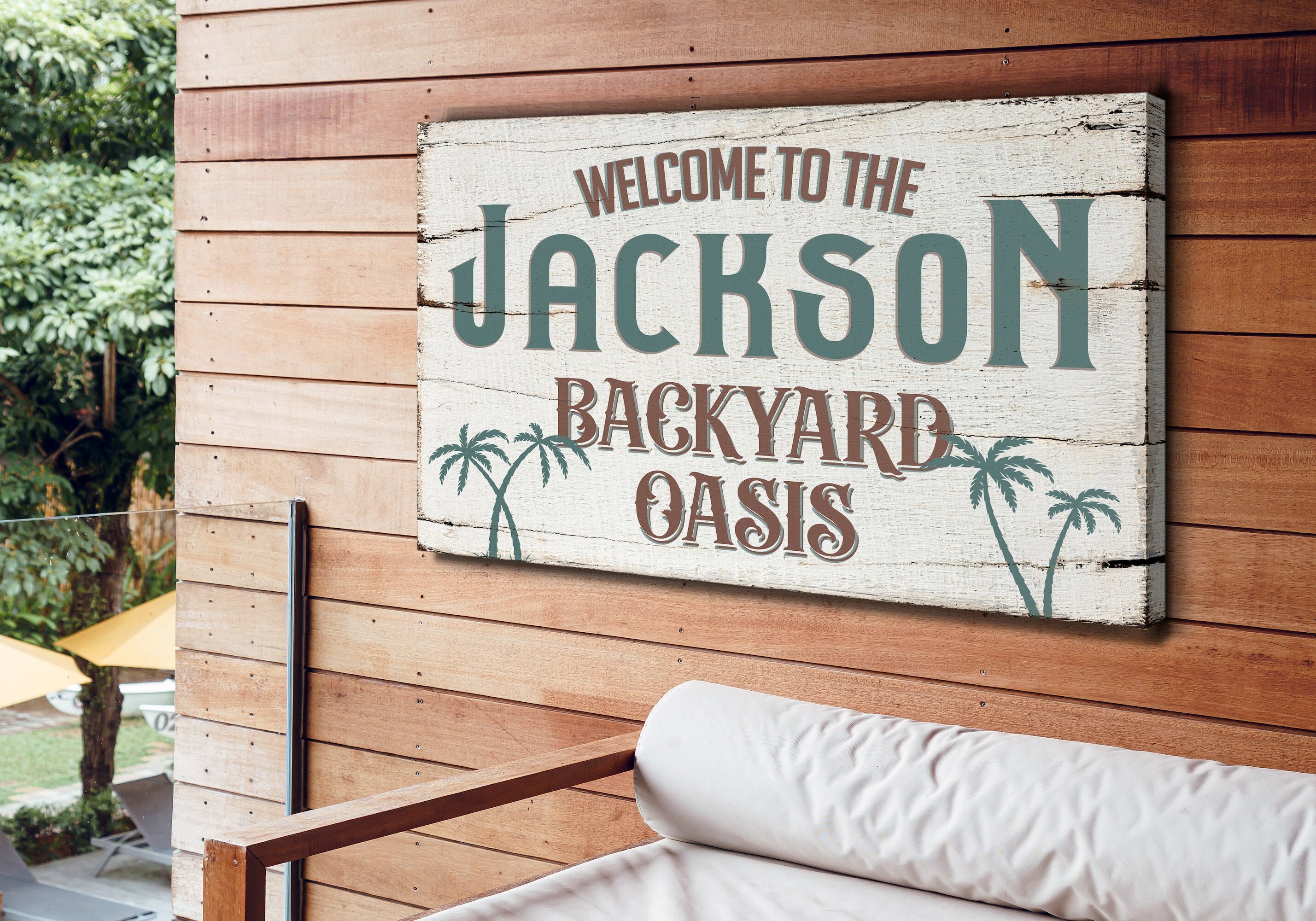 Welcome to Our Backyard Sign Personalized Huge Canvas | Etsy