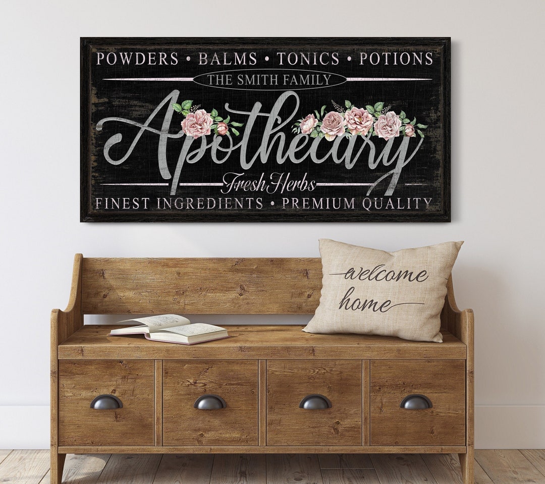Personalized Apothecary Sign, Vintage Family Name Pharmacy Wall Decor ...