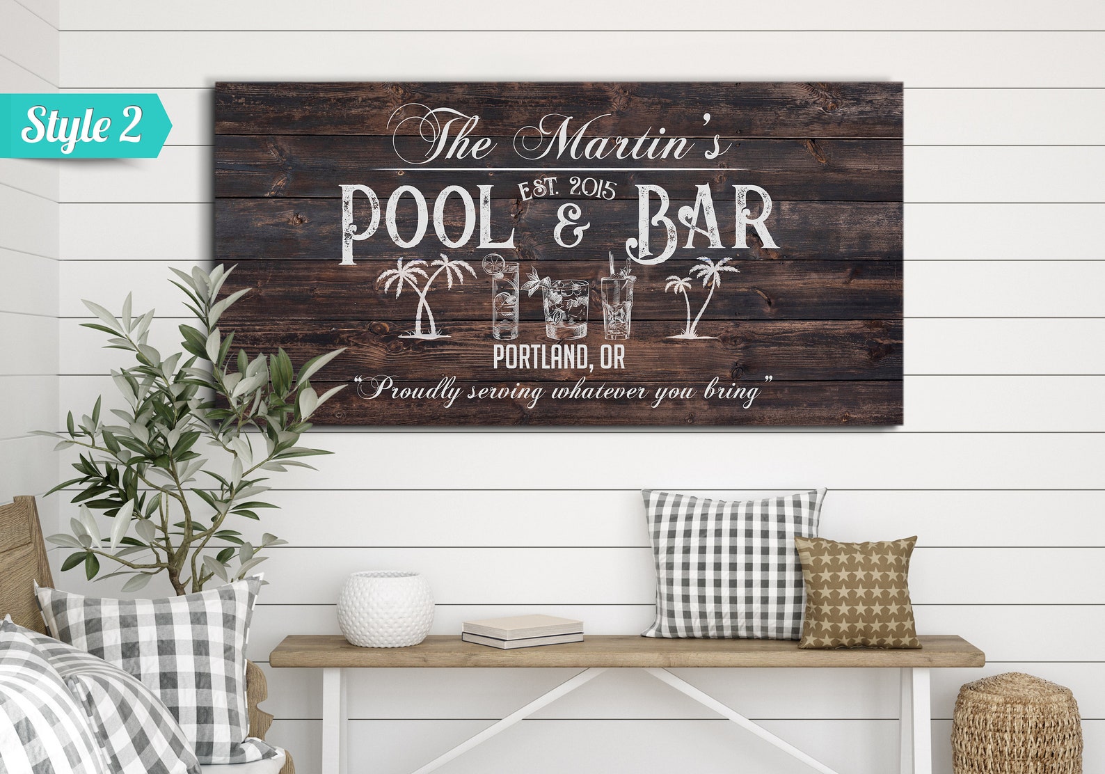 Backyard Pool & Bar Sign Personalized Huge Canvas Bar Sign - Etsy