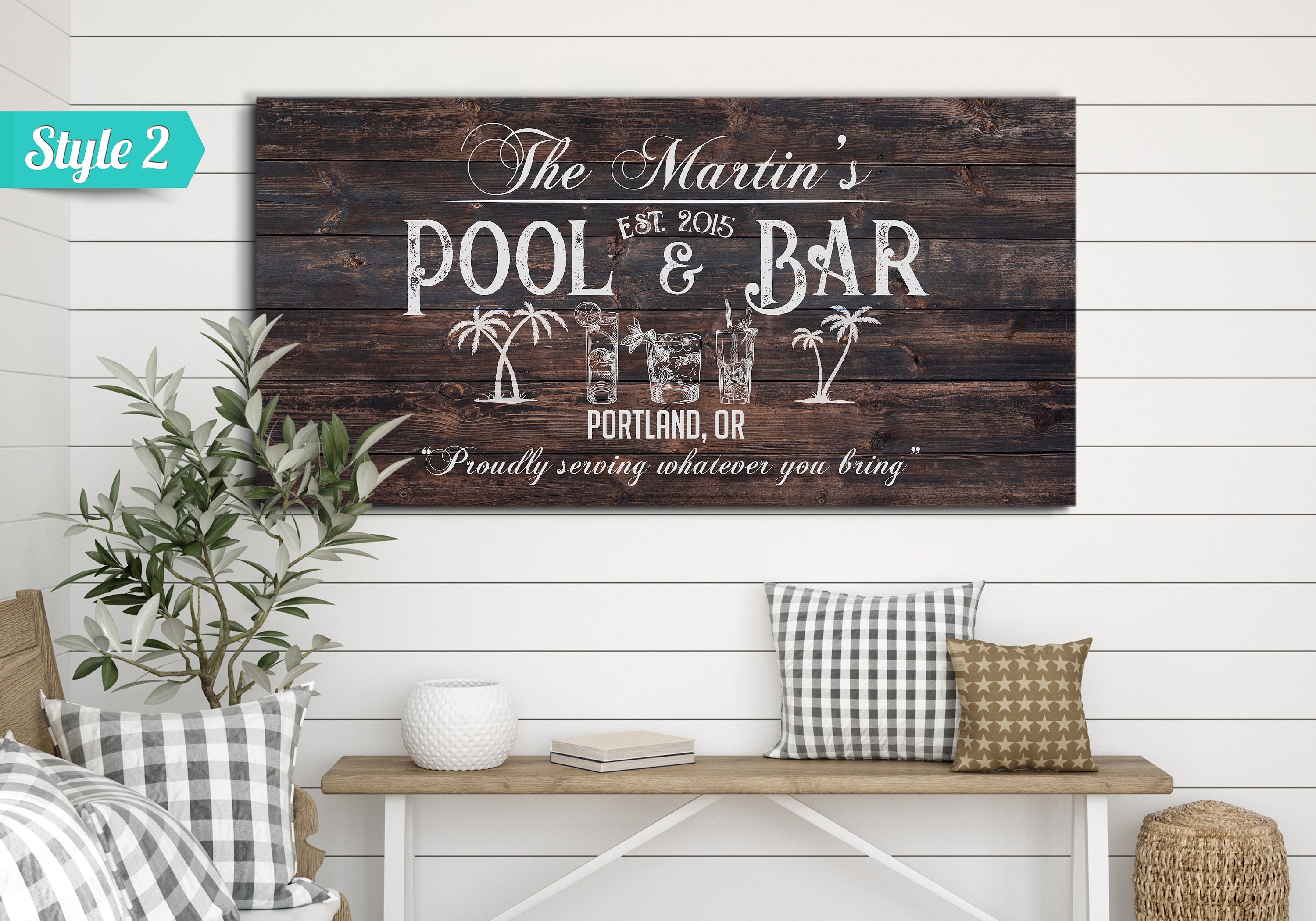 Custom Pool And Bar Sign Personalized Outdoor Bar Sign | Etsy