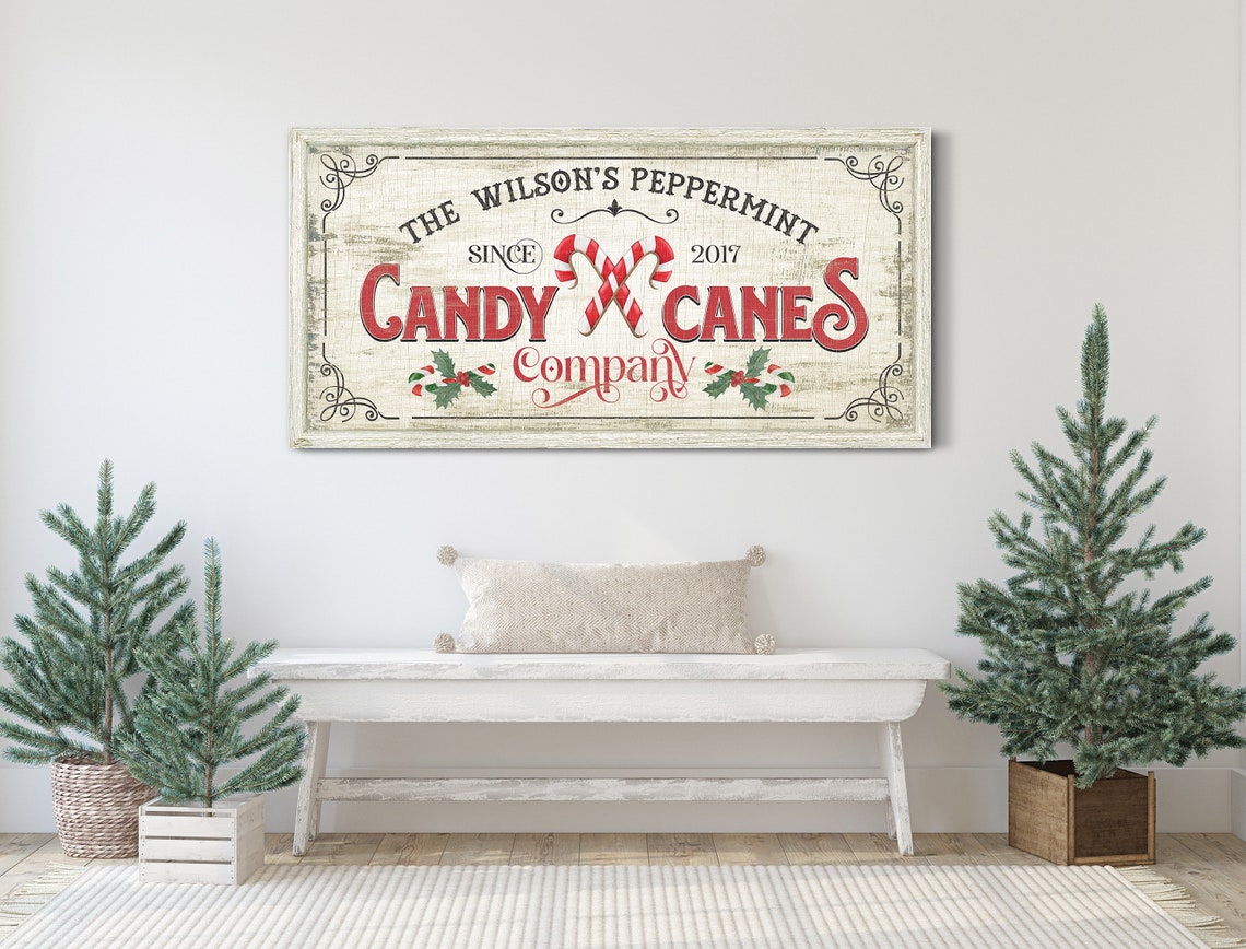 Personalized Candy Canes Co. Sign Vintage Xmas Décor Rustic - Etsy