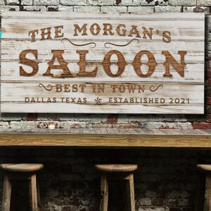 Family Name Saloon Sign | Modern Farmhouse Last Name Established Signs ...
