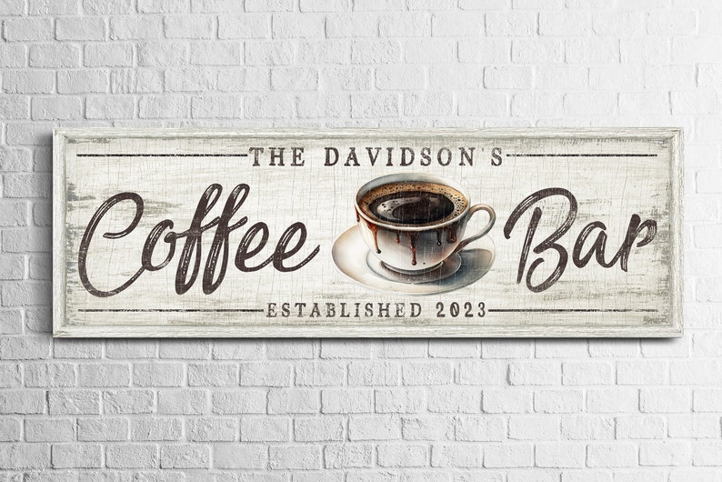Personalized Coffee Bar Sign, Family Name Coffee Co Sign, Farmhouse ...