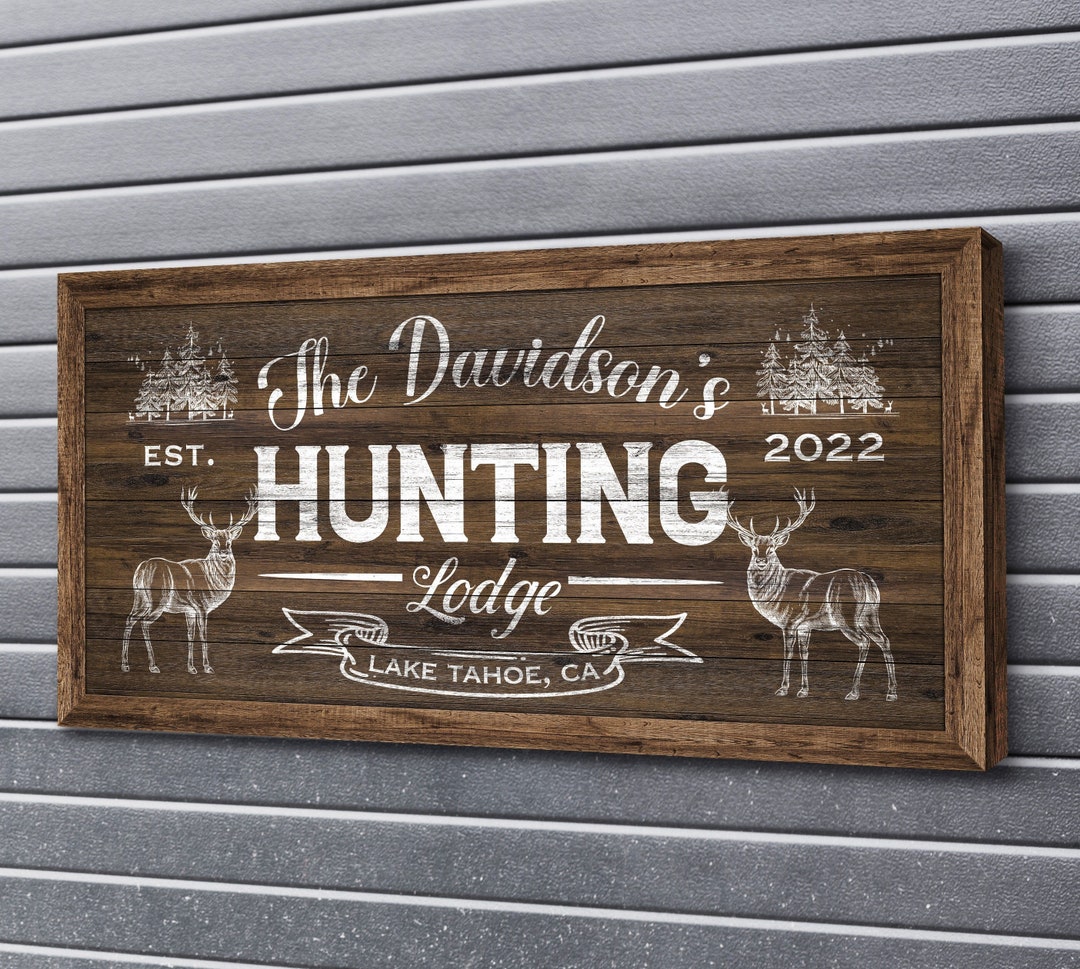 Personalized Hunting Lodge Sign, Deer Hunting Sign, Rustic Hunting ...
