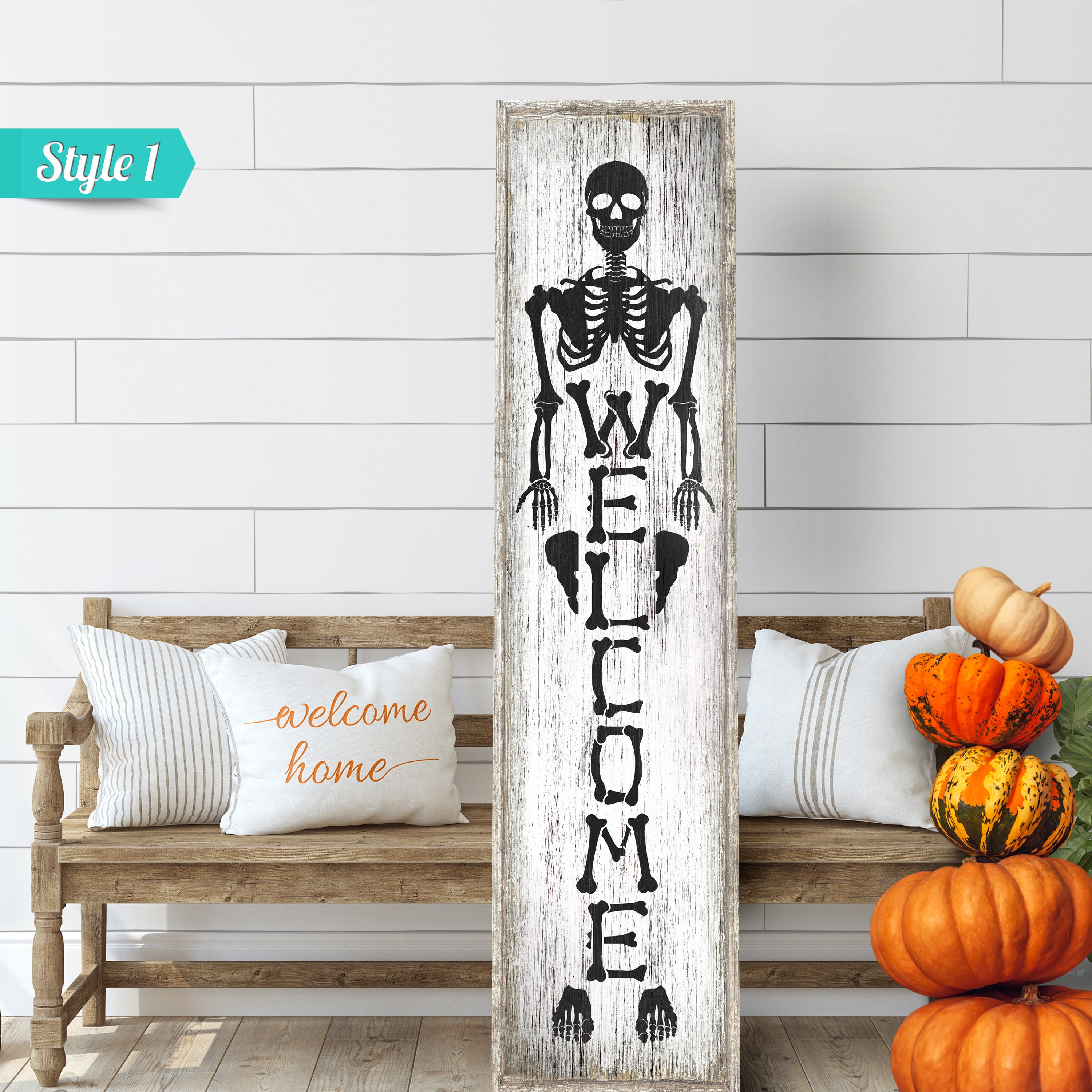 Welcome Skeleton Sign Vertical Skeleton Sign Entryway Sign - Etsy