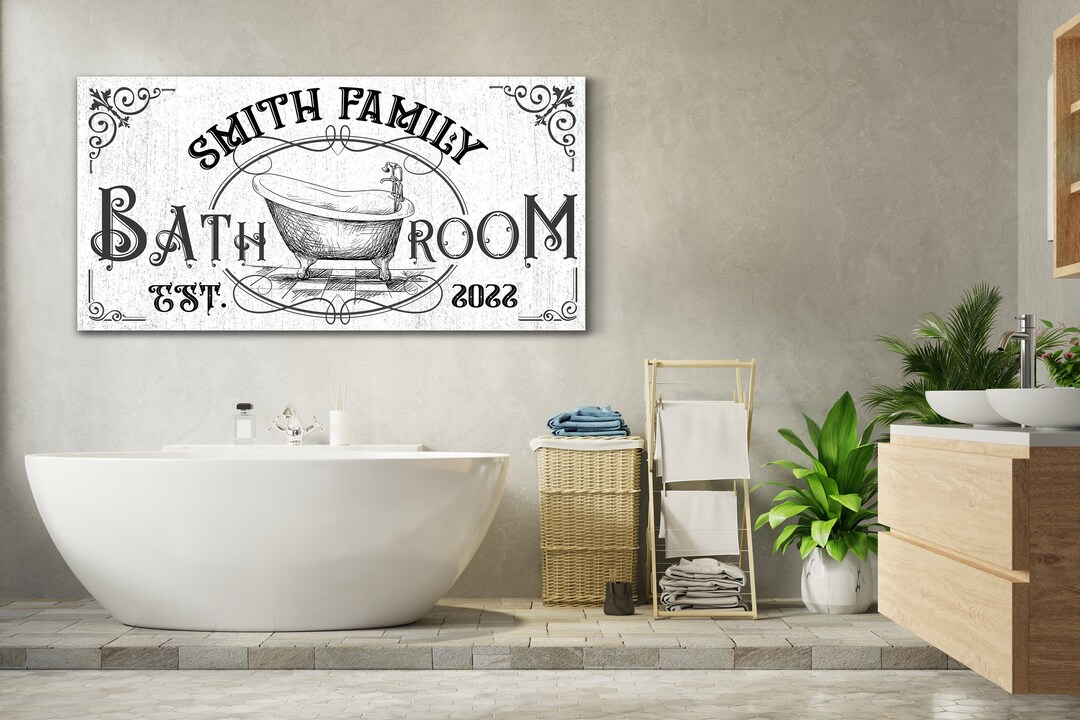 Custom Bathroom Sign, Over Bath Tub Decor, Vintage Bathroom Decor ...