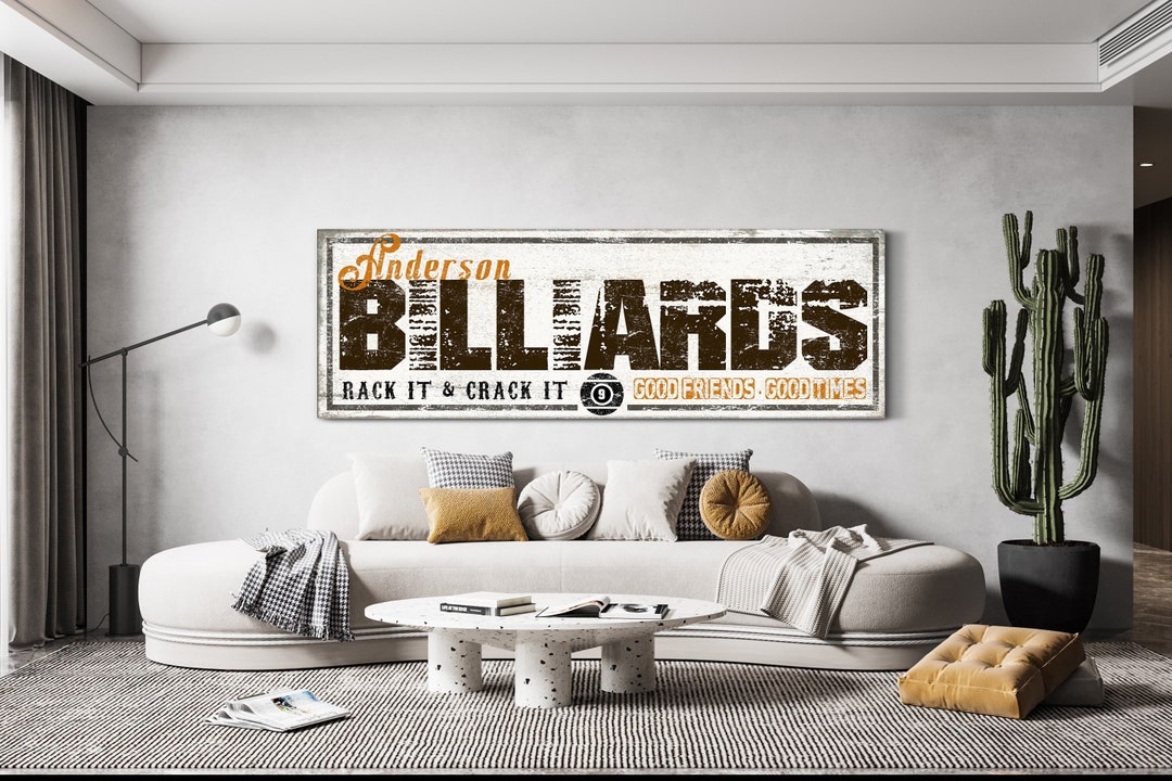 Custom Billiards Sign, Pool Table Sign, Vintage Game Room Decor ...