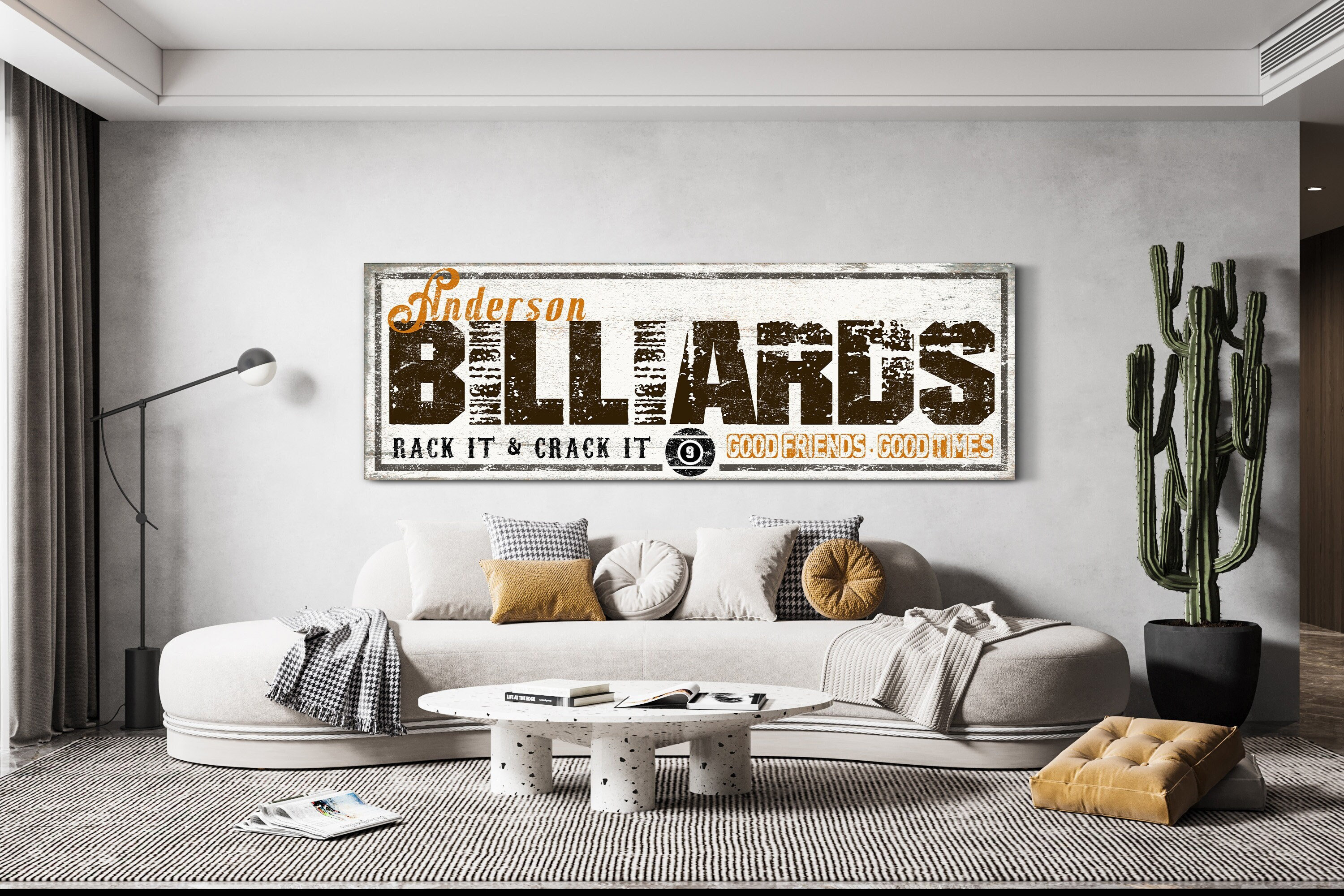 Custom Billiards Sign, Pool Table Sign, Vintage Game Room Decor ...
