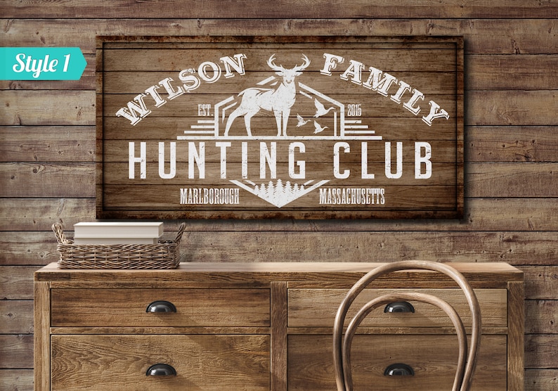 Custom Hunting Club Sign | Personalized Huge Canvas Wall Art | Hunt ...
