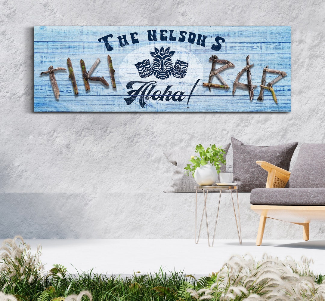 Personalized Tiki Bar Sign, Eat Drink & Chill Sign, Backyard Patio Sign ...