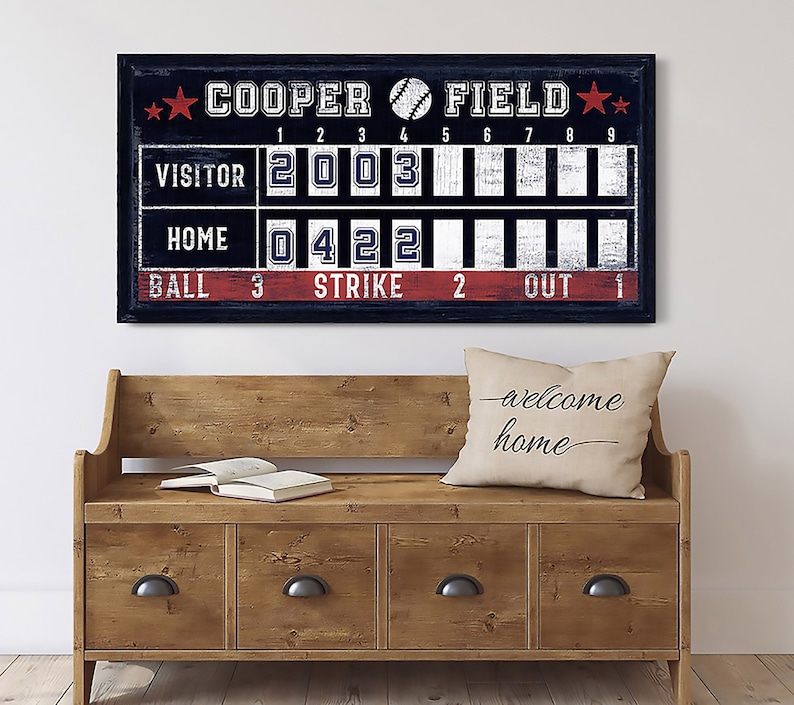 Personalized Baseball Scoreboard Sign, Vintage Game Room Wall Decor ...