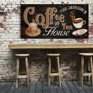 Custom Coffee House Sign, Farmhouse Coffee Sign, Freshly Brewed Coffee ...
