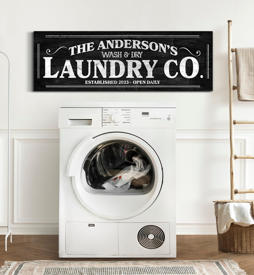 Personalized Laundry Company Sign, Laundry Room Wall Decor, Bathroom ...