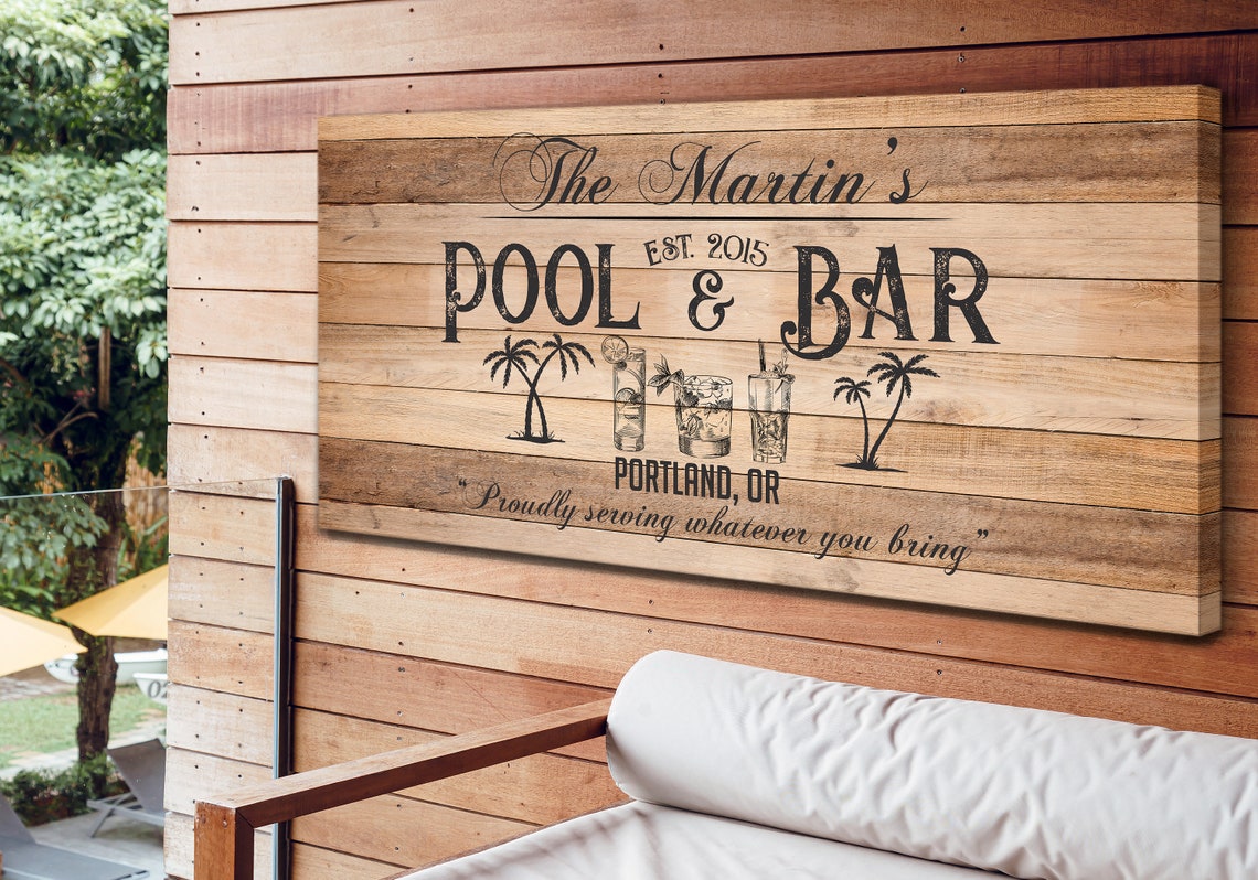 Custom Pool And Bar Sign Personalized Outdoor Bar Sign | Etsy