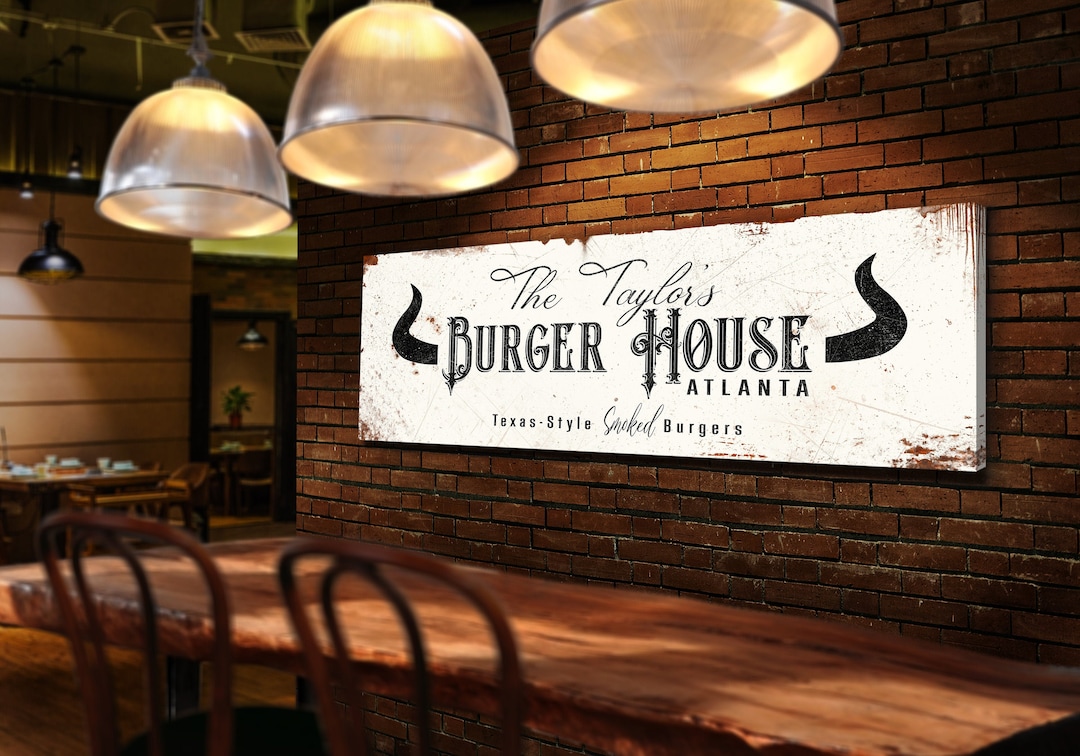 Custom Burger House Sign | Personalized Huge Canvas | Burger Bar Sign ...