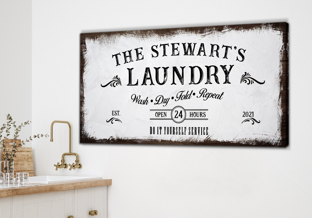 Personalized Laundry Sign Canvas Laundry Room Decor Vintage Laundry ...