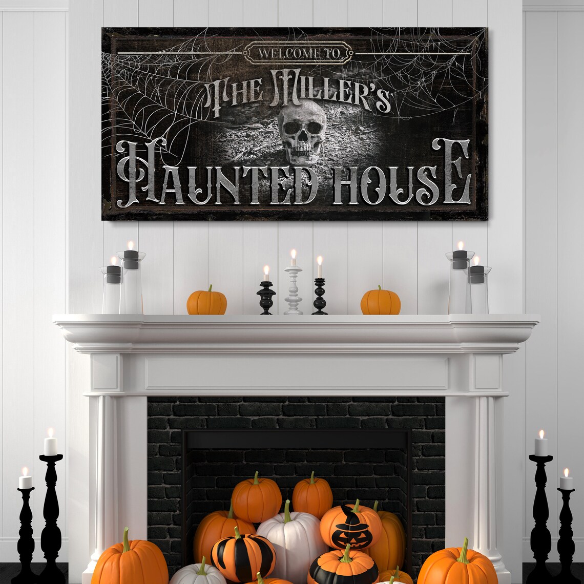 Personalized Haunted House Canvas Sign, Halloween Sign, Family ...