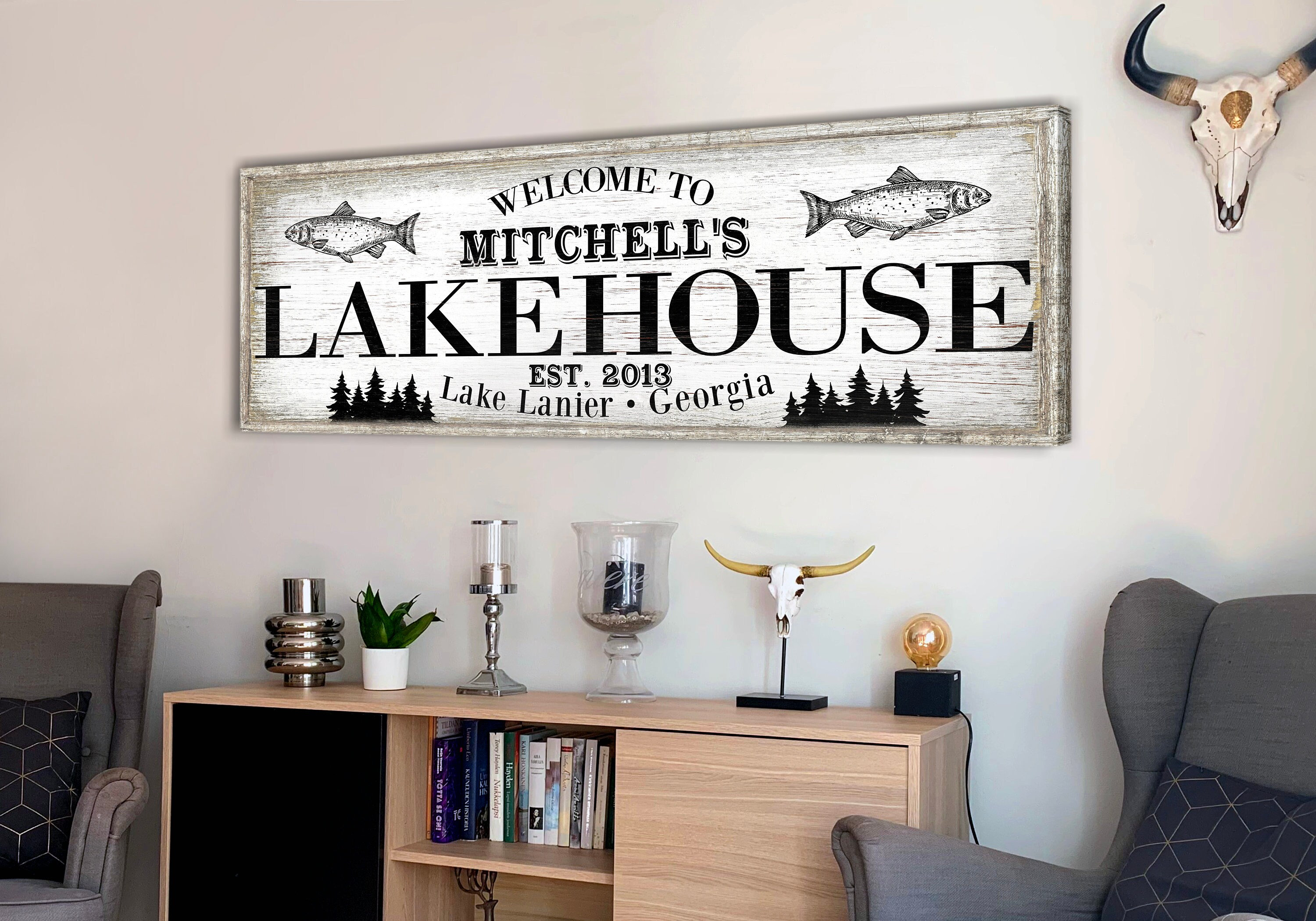 Lake House Decor Lake Life | Large Lake House Canvas Wall Art | Lake ...