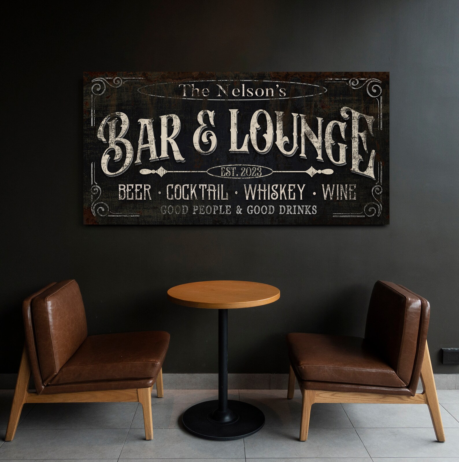 Personalized Bar & Lounge Sign, Vintage Home Bar Pub Sign, Family Last ...