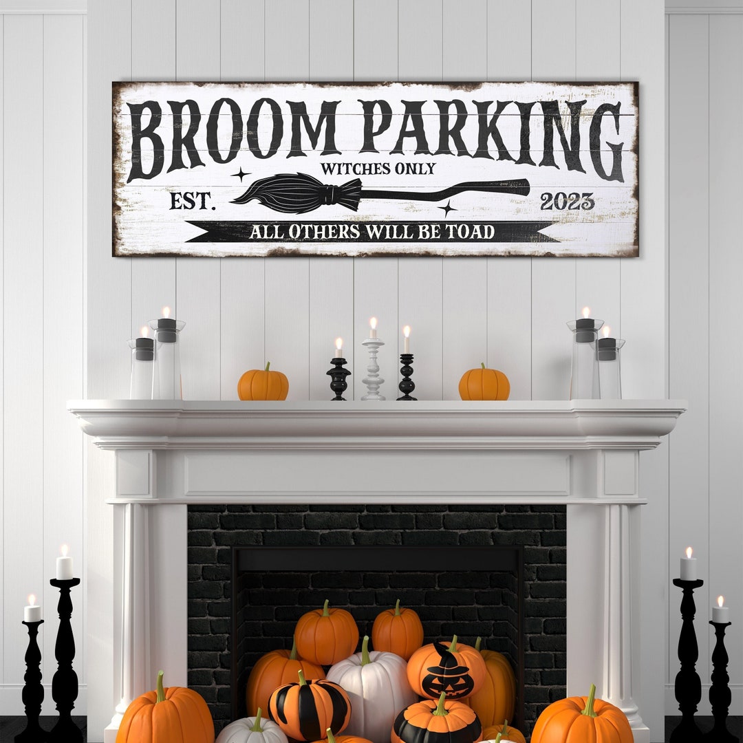 Custom Broom Parking Sign, Salem Broom Co. Witch Sign, Halloween Decor ...