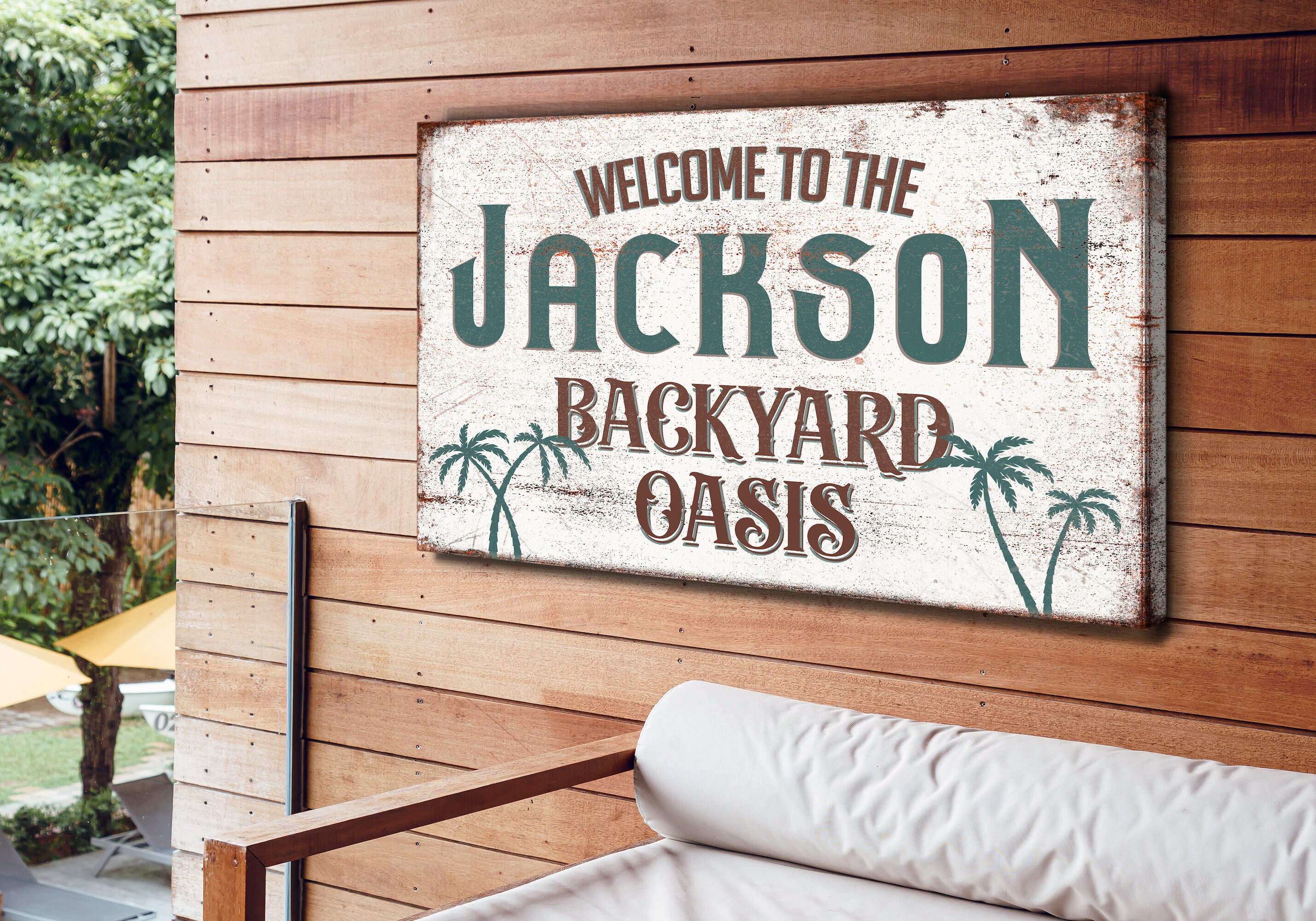 Welcome to Our Backyard Sign | Personalized Huge Canvas | Outdoor Sign ...