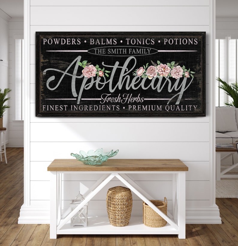 Personalized Apothecary Sign, Vintage Family Name Pharmacy Wall Decor ...