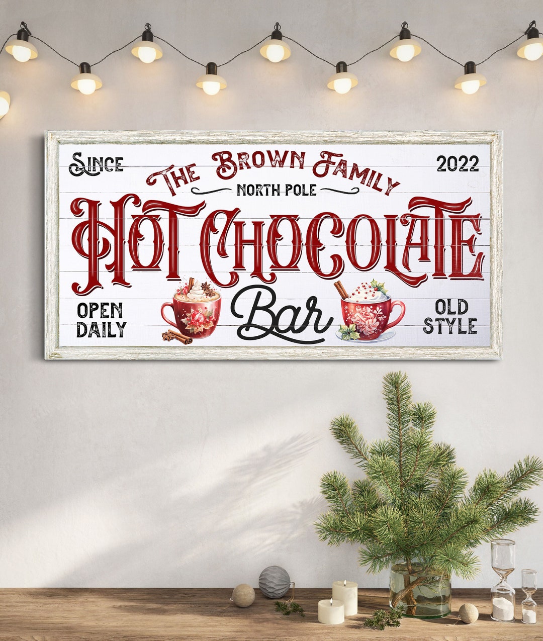 Personalized Hot Chocolate Bar Sign, Custom Santas Hot Cocoa Sign ...