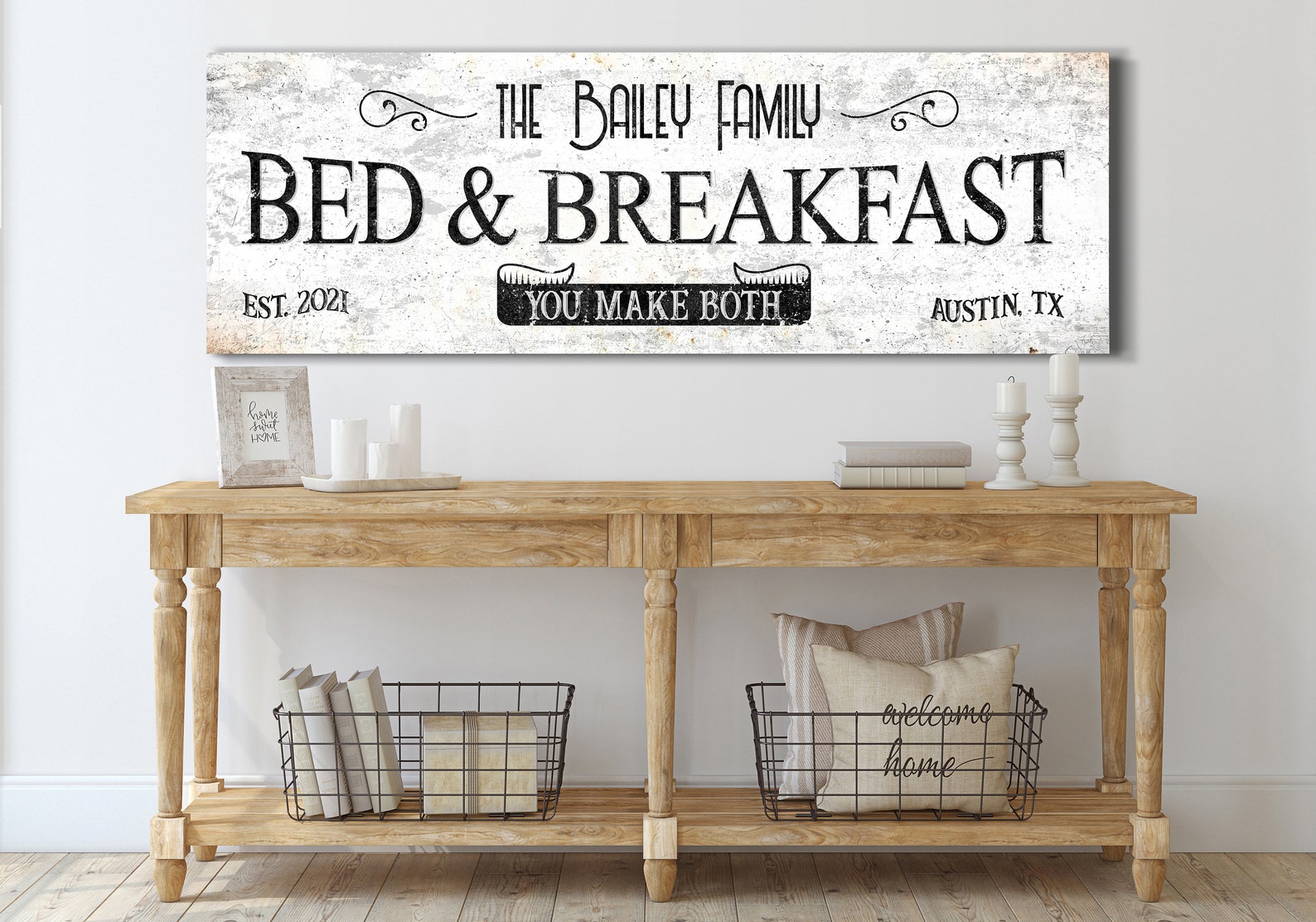 Customized Bed & Breakfast Sign | Above Bed Sign | Bedroom Signs ...