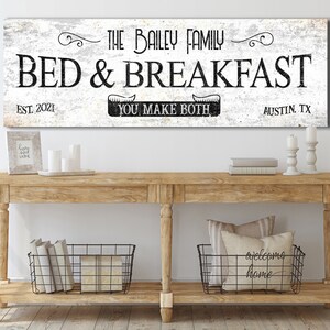 Customized Bed & Breakfast Sign | Above Bed Sign | Bedroom Signs ...