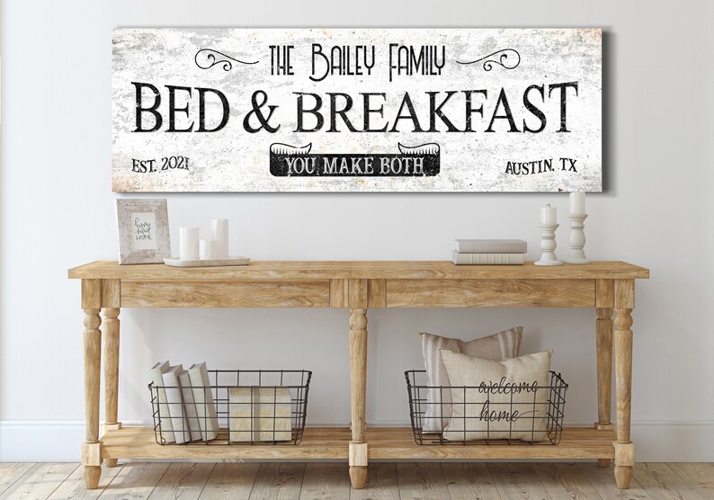 Customized Bed & Breakfast Sign Above Bed Sign Bedroom - Etsy