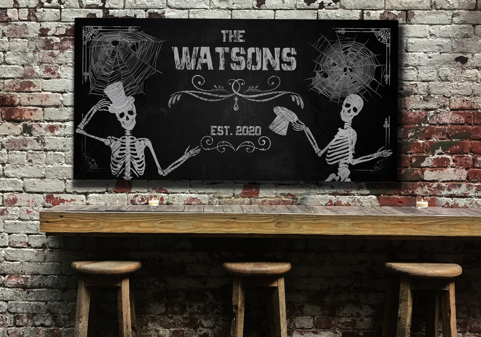 Gothic Home Decor Gothic Sign Family Name Canvas Large Wall | Etsy