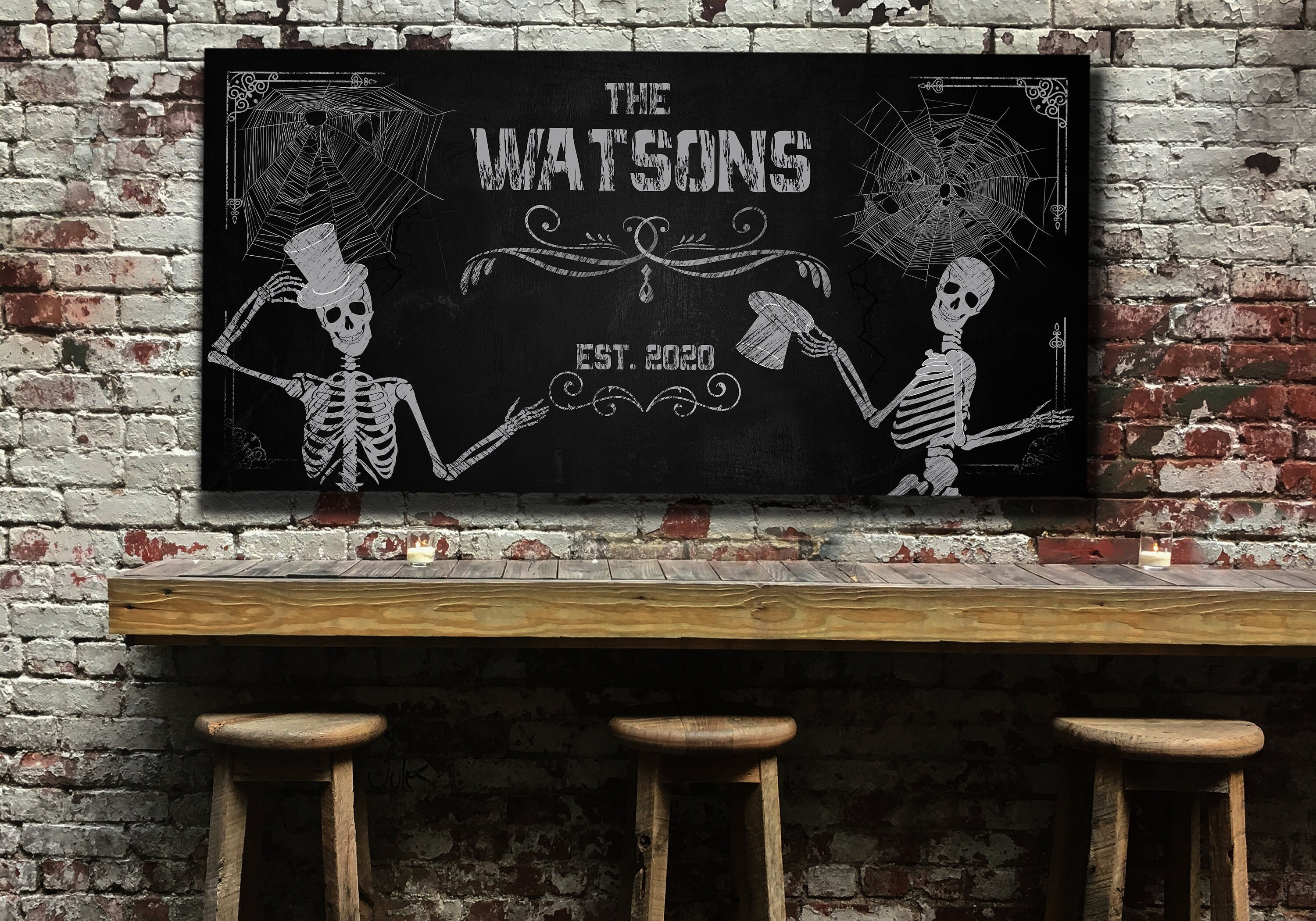 Gothic Home Decor Gothic Sign Family Name Canvas Large Wall | Etsy