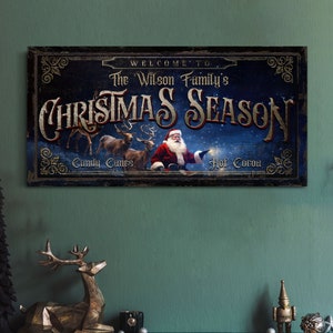 Personalized Christmas Season Sign, Custom Family Name Sign, Winter ...