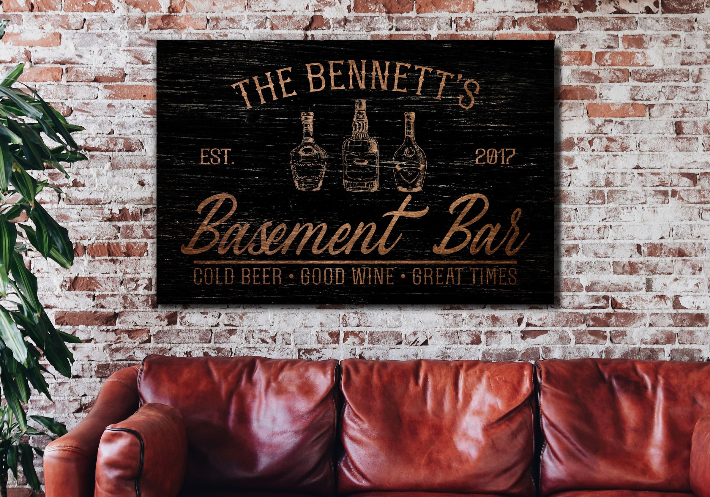 Custom Basement Bar Sign Personalized Huge Canvas Modern - Etsy