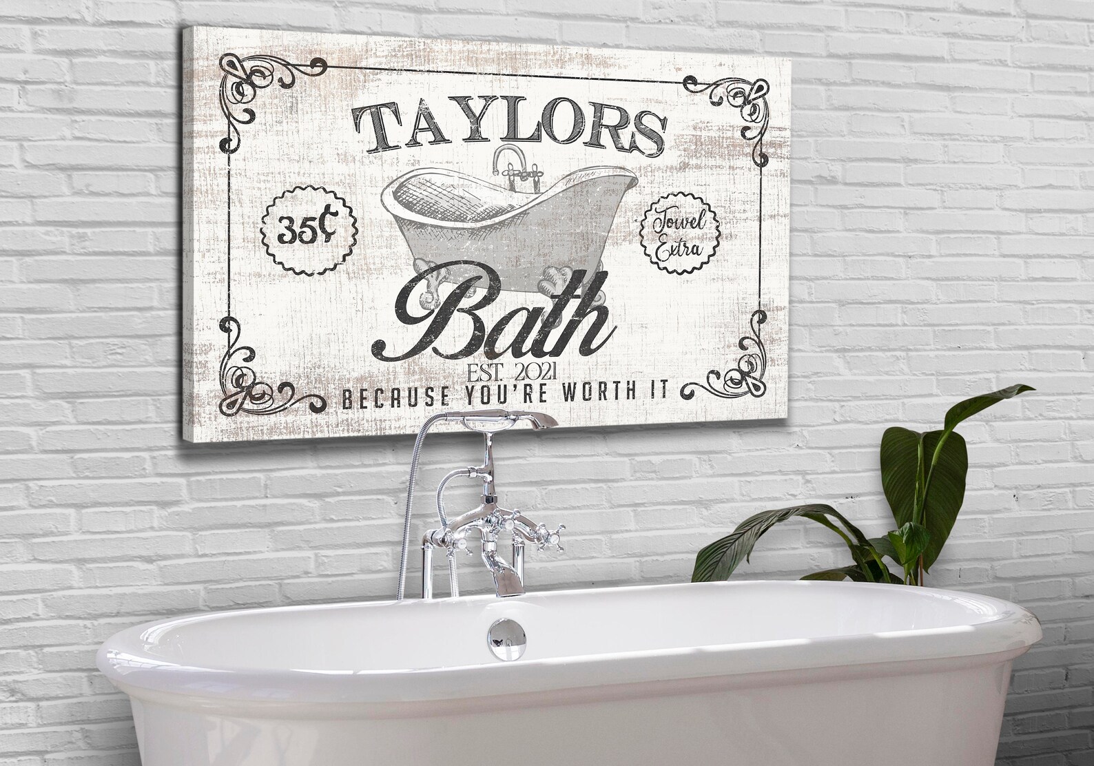 Custom Bath Sign Sign for Bathroom Bathroom Sign Because You're Worth ...