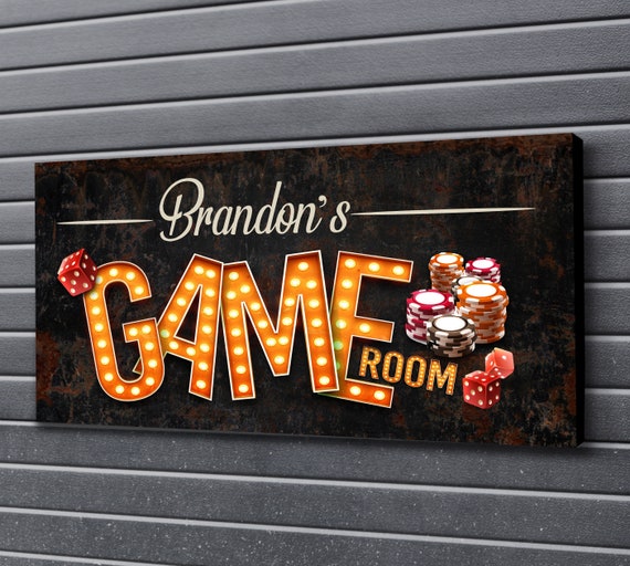 Custom Game Room Sign Vintage Arcade Lounge Decor Poker Room - Etsy