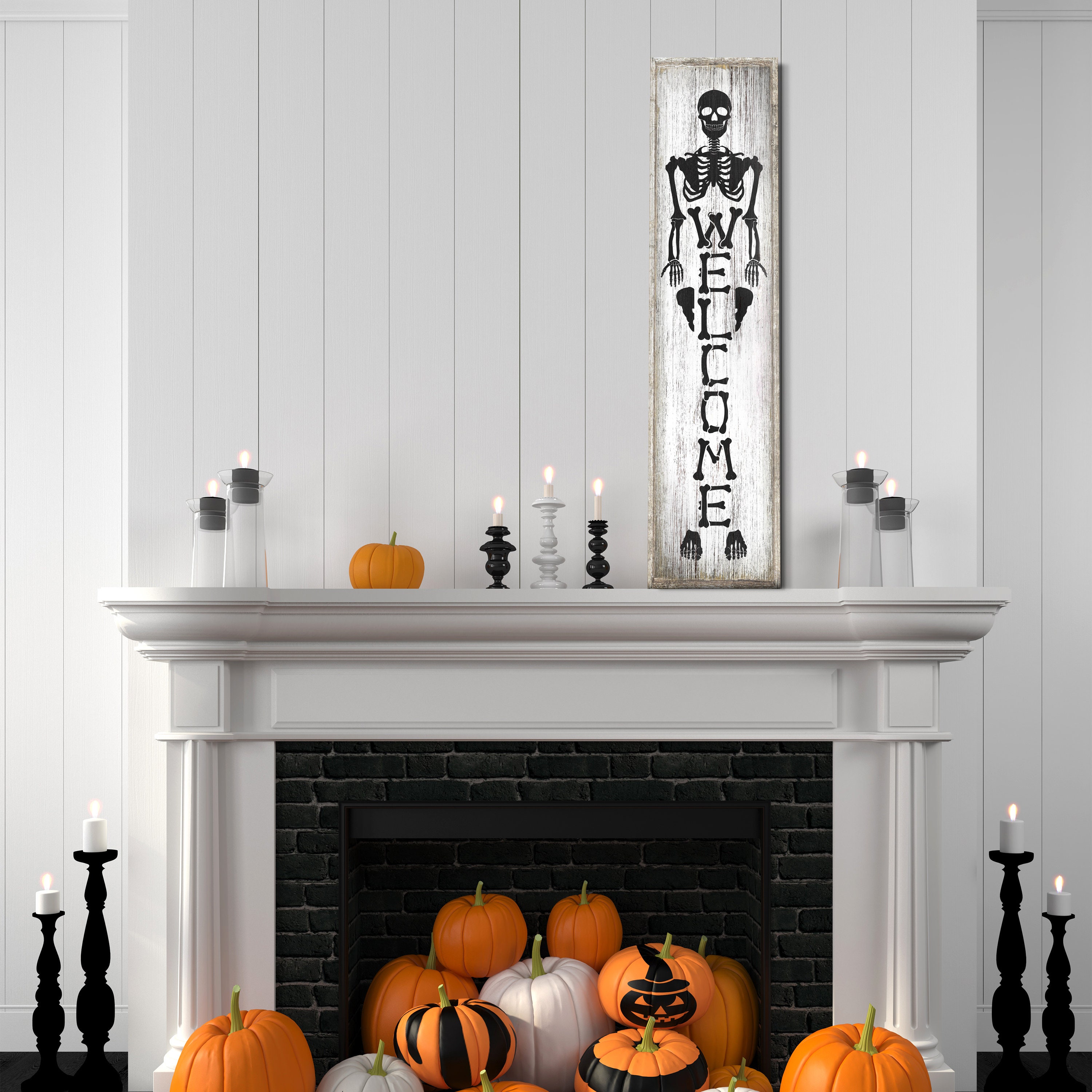 Welcome Skeleton Sign Vertical Skeleton Sign Entryway Sign - Etsy