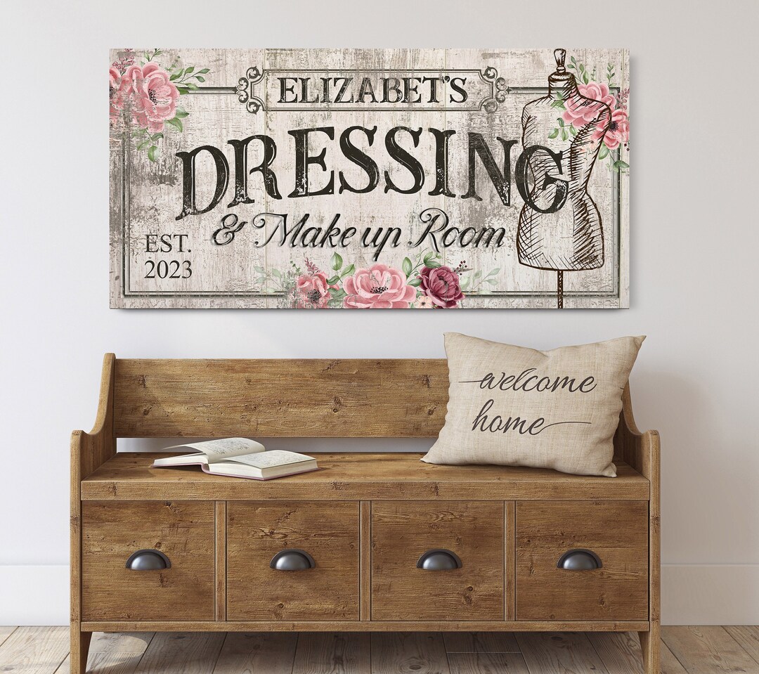 Personalized Dressing & Makeup Room Sign, Vintage Beauty Room Sign ...