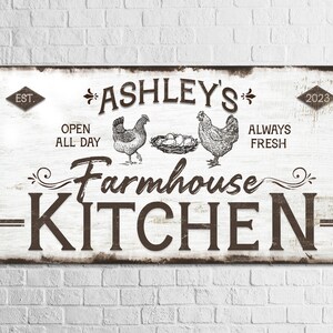Custom Farmhouse Kitchen Sign, Gift for Mom, Retro Kitchen Wall Art ...