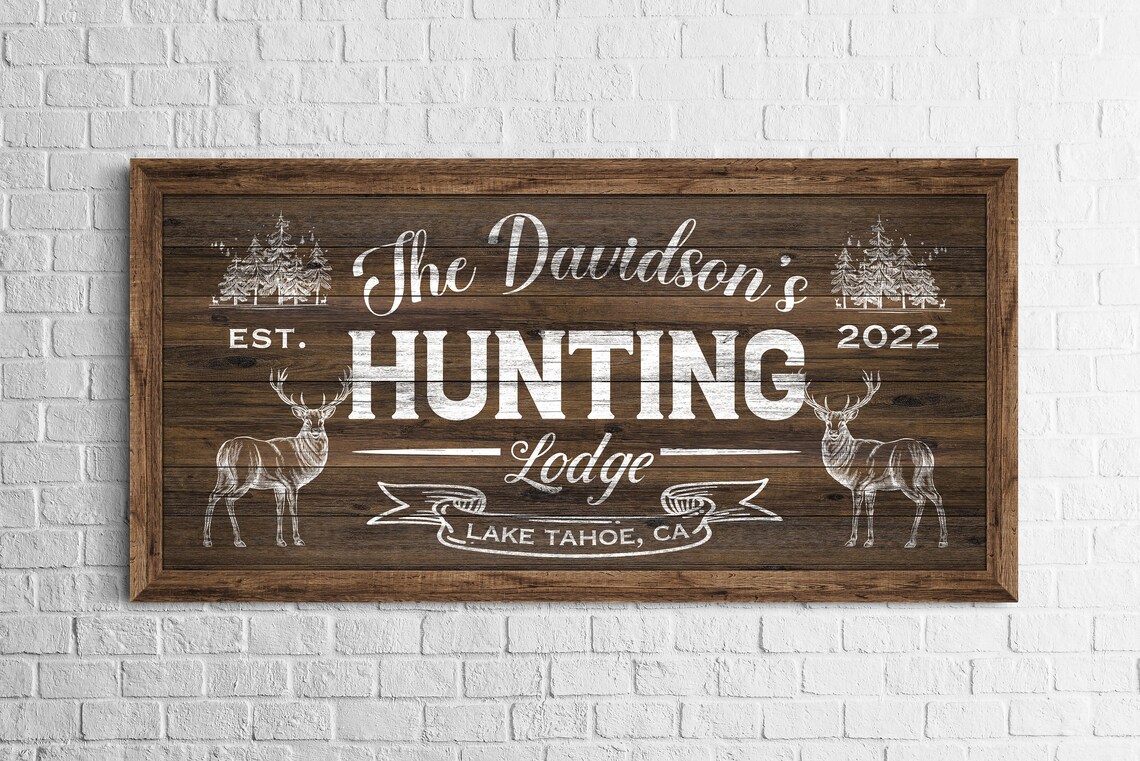 Personalized Hunting Lodge Sign, Deer Hunting Sign, Rustic Hunting ...
