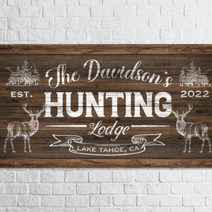 Personalized Hunting Lodge Sign, Deer Hunting Sign, Rustic Hunting ...