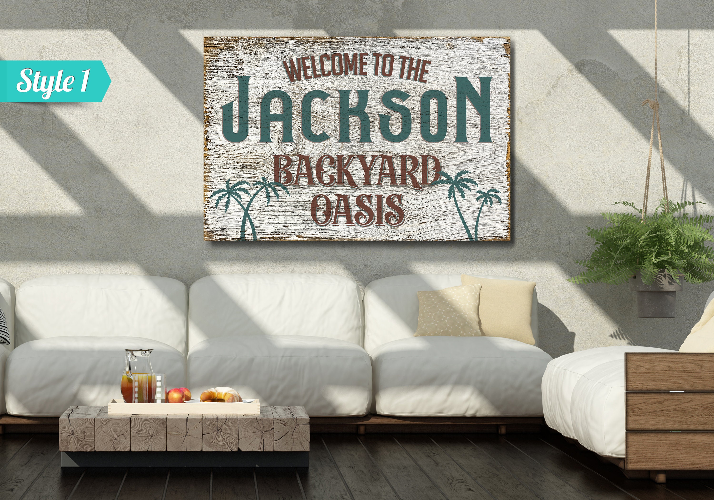 Welcome to Our Backyard Sign Personalized Huge Canvas | Etsy