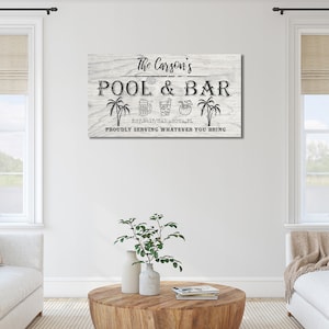 Customized POOL & BAR Sign | Personalized Pool Bar Sign | Last Name Bar ...
